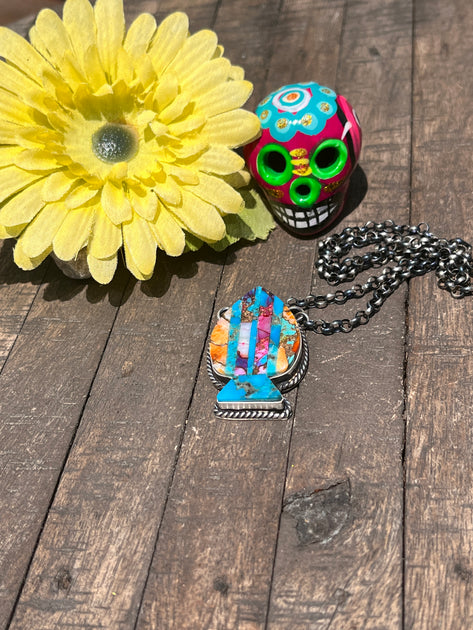 Multi Colored Inlay Spade Necklace 1-11 – Hippie Cowgirl Couture