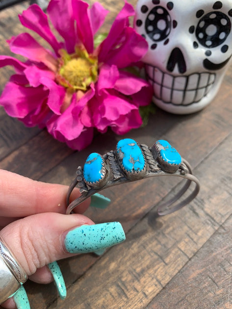 3 Stone Sleeping Beauty Baby Cuff – Hippie Cowgirl Couture